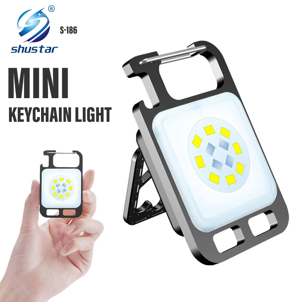 MINI COB Keychain Flashlight Charging Lamp Camping Lights with Magnet 4 ...
