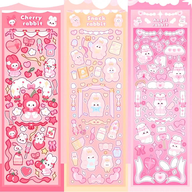 Korea-Ins-Kawaii-Cartoon-Pink-Rabbit-Theme-Goo-Card-Sticker-DIY ...