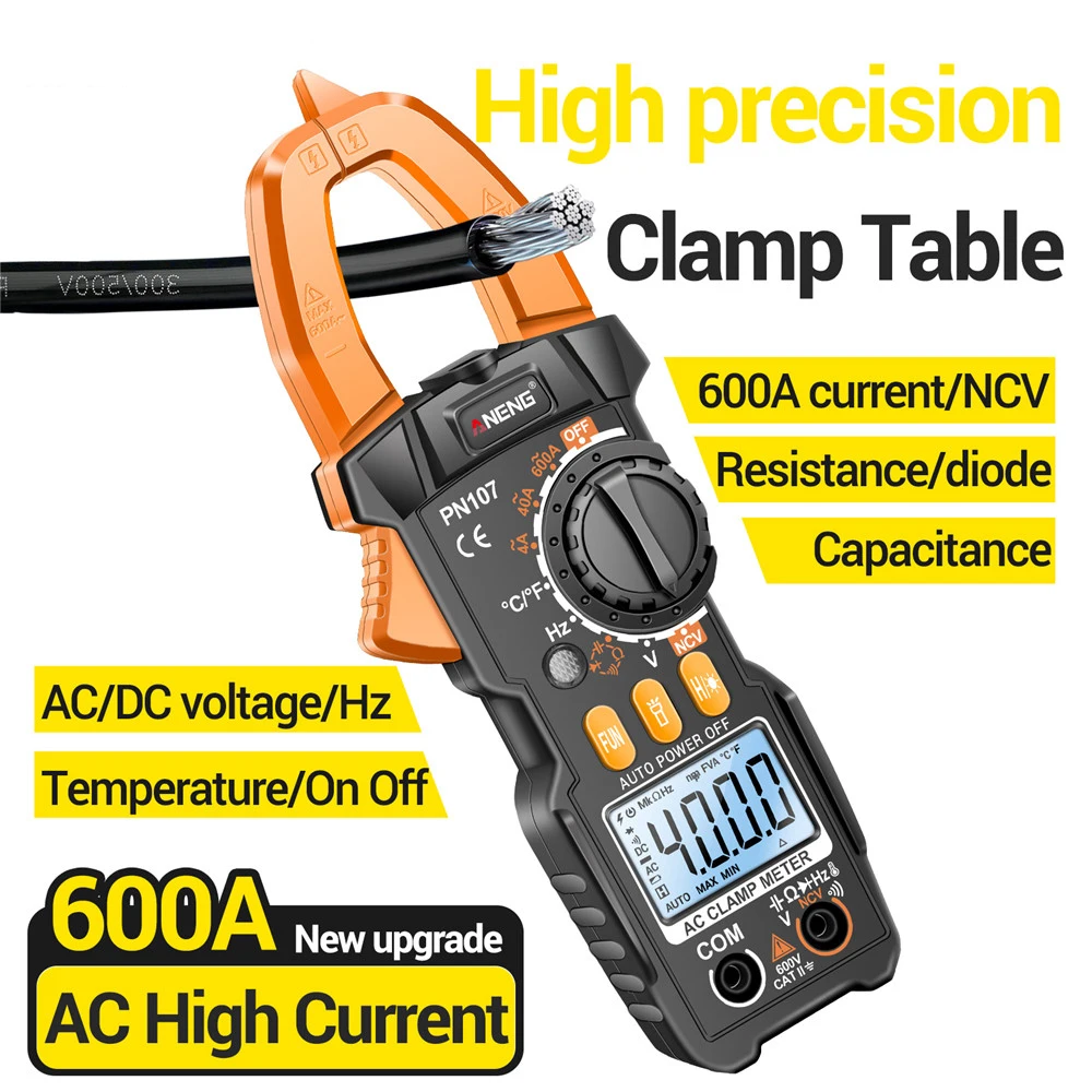 Digital-Clamp-Meter-Multimeter-600A-AC-Current-Tester-4000-Counts-AC-DC ...