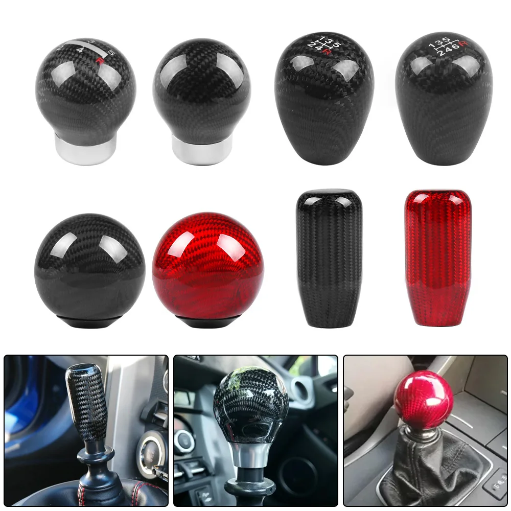 Round Ball Shape Handle Knob Real Carbon Fiber For Honda Mazda 5/6 ...