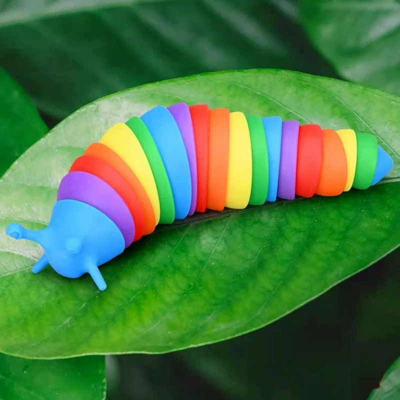 17.5cm New Rainbow 3D Slug Fidget Toy New Fidget Toy Slug Articulated ...