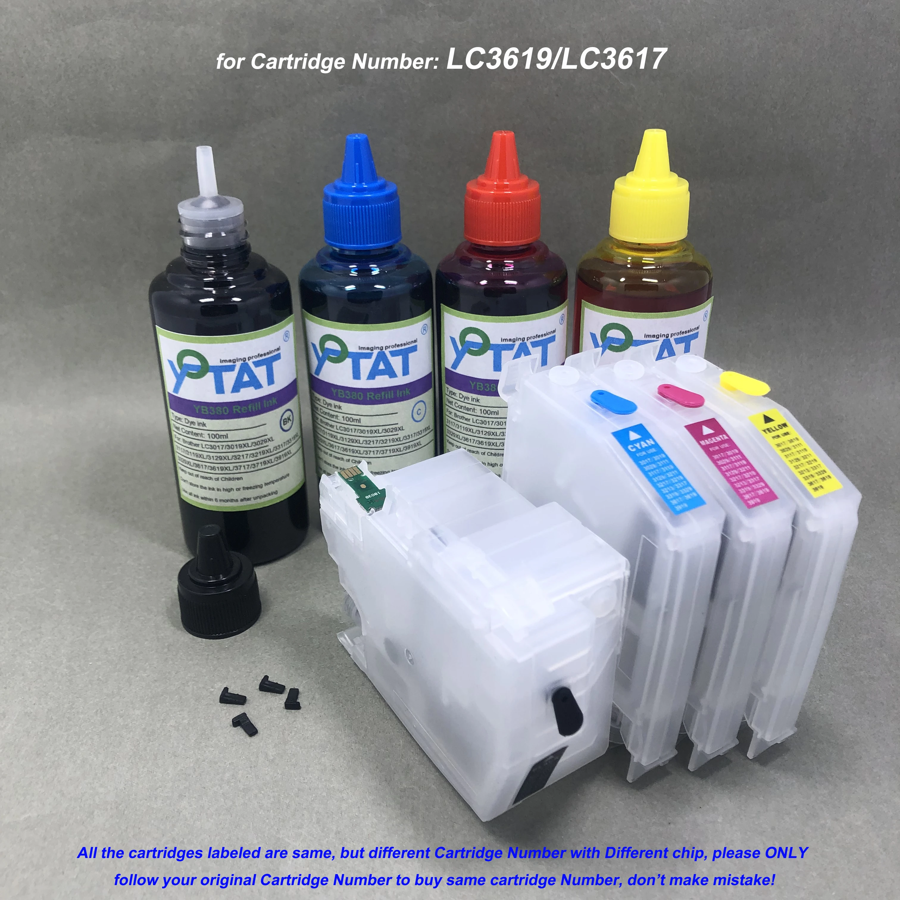 LC3619 LC3617 Empty Refillable Ink Cartridge 400ml Dye Ink for Brother ...