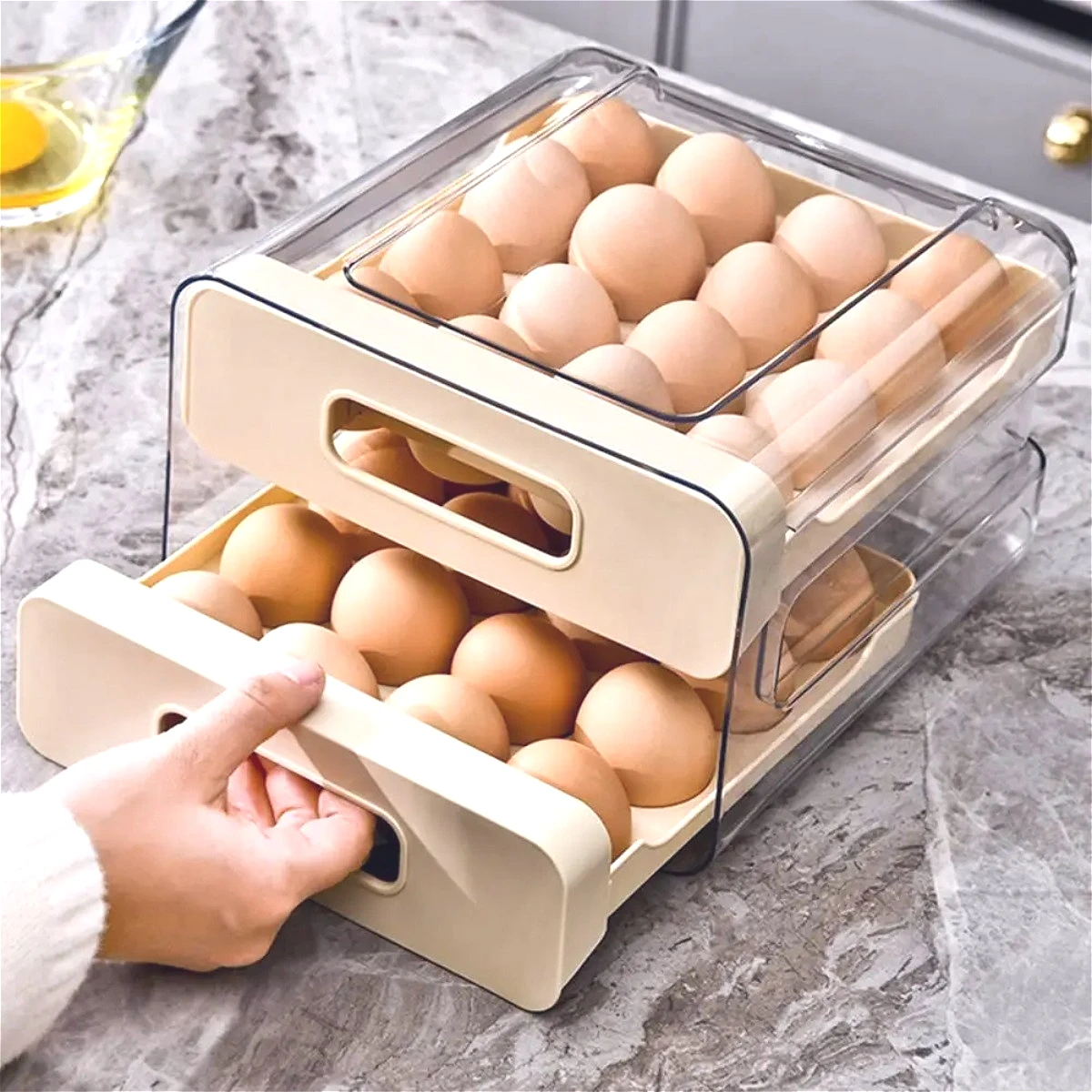 Egg-Storage-Box-Refrigerator-2-Layer-Drawer-Type-Transparent-Eggs ...