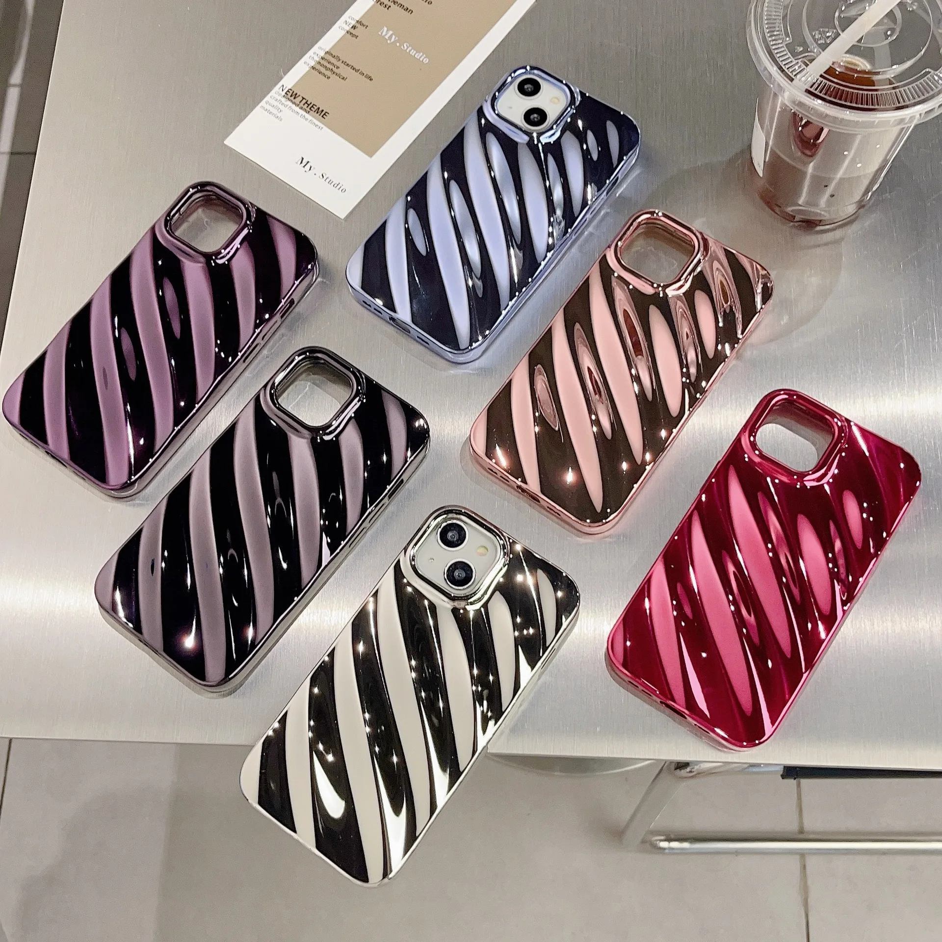 3D-Folds-Wave-Pattern-Phone-Case-For-iPhone-15-14-13-12-11-Pro-Max ...
