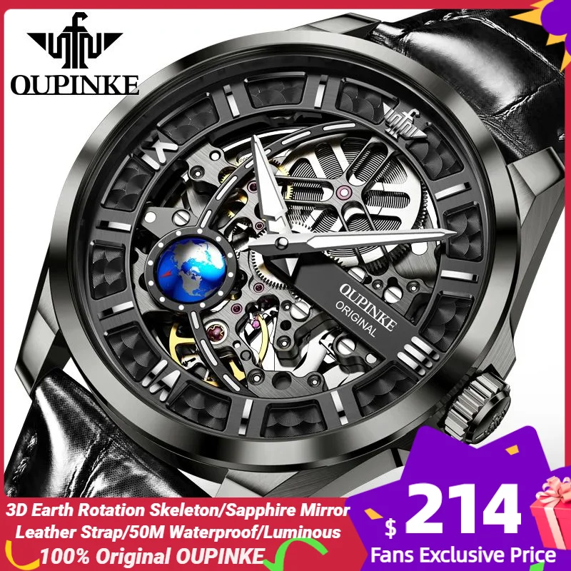 OUPINKE-Men-s-Watches-3D-Earth-Rotation-Skeleton-Sapphire-Mirror ...