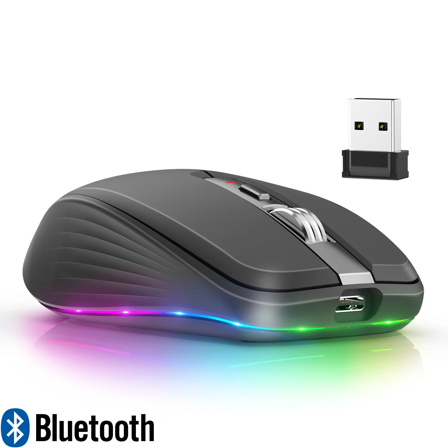 Dual Mode Rechargeable Wireless Bluetooth 2.4g Mouse Rgb Mute Mouse For ...
