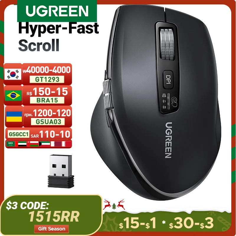 UGREEN-Hyper-Fast-Scroll-Wireless-Mouse-Bluetooth-5-4-2-4G-Ergonomic ...