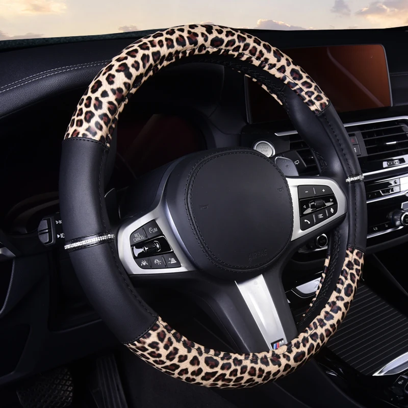 Leopard-Print-Steering-Wheel-Cover-Non-Slip-Universal-Fit-For-38-CM ...
