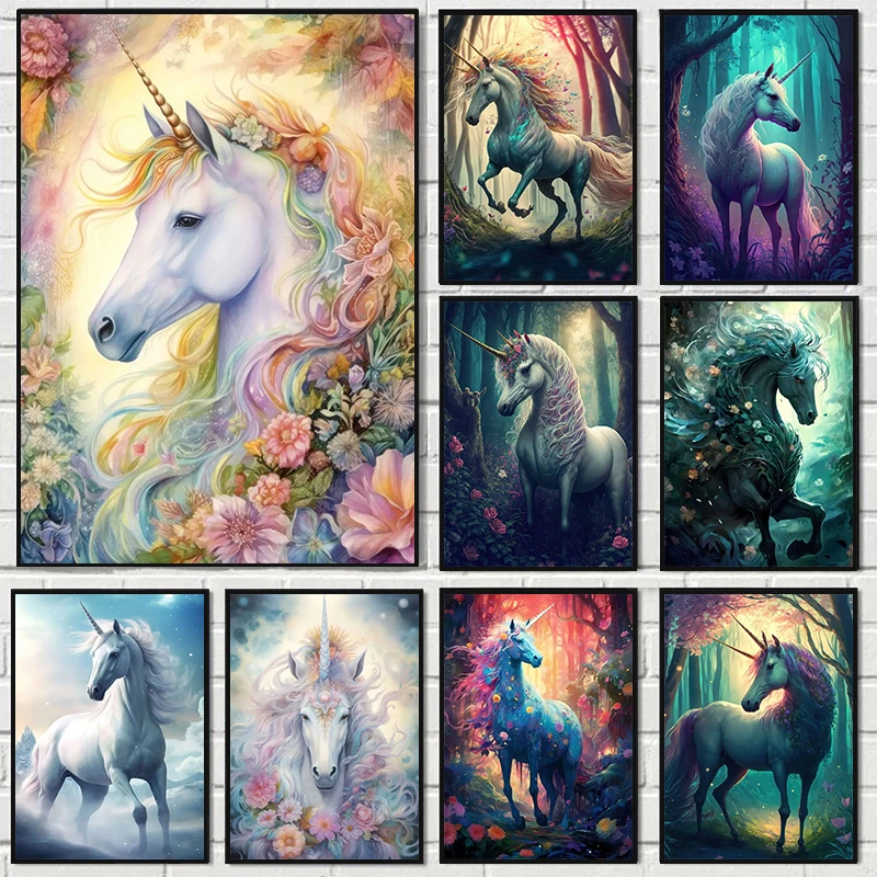 Unicorn-Dream-Poster-Castle-Forest-Fantasy-Unicorn-Vintage-Canvas ...
