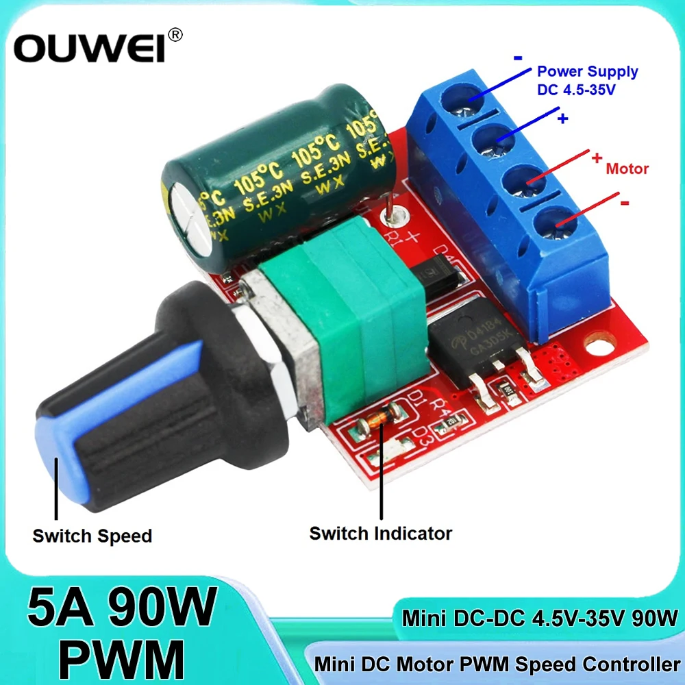 Mini-DC-DC-4-5V-35V-5A-90W-PWM-12V-DC-Motor-Speed-Controller-Module ...