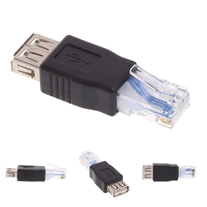 USB-Type-A-Female-To-RJ45-Male-Ethernet-LAN-Network-Router-Socket-Plug ...