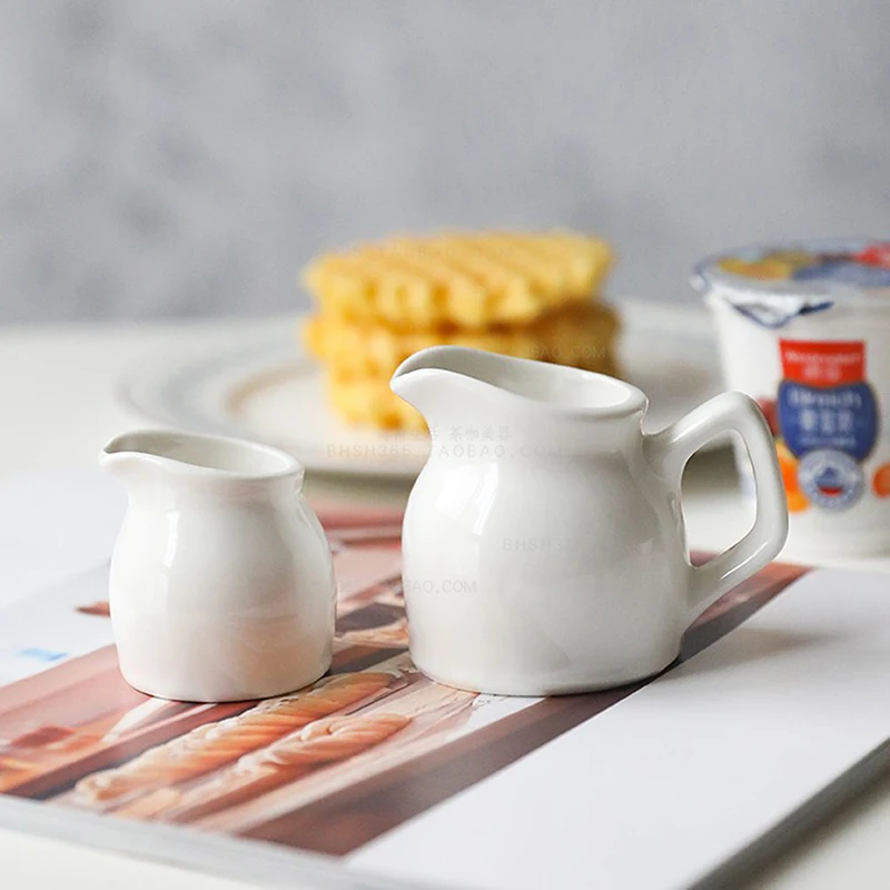 Coffeeware-Ceramic-Milk-Jug-White-Handle-Condiment-Cup-Coffee-Milk ...