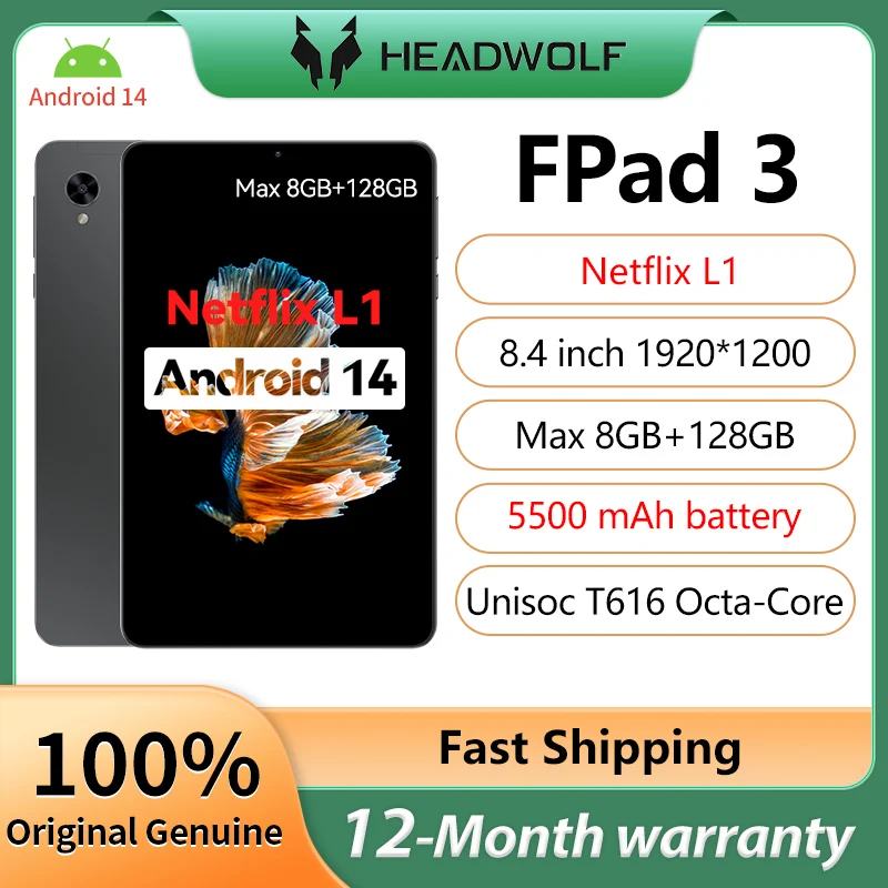 HEADWOLF-FPad3-8-4inch-Android-14Netflix-L1-Tablet-8GB-RAM-128GB-ROM ...