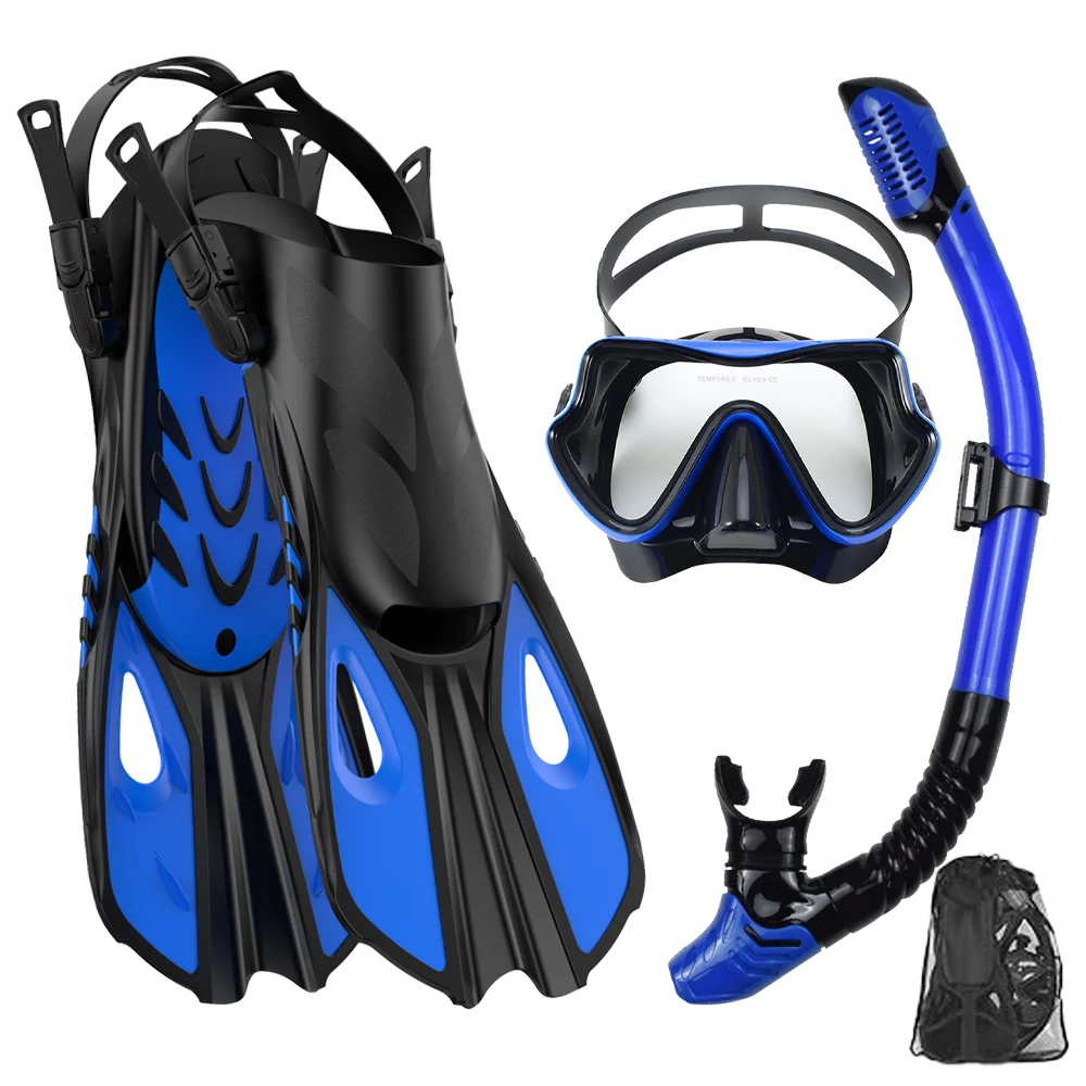 Mask Fin Snorkel Set Snorkel Gear for Adult Panoramic View Snorkel Mask ...