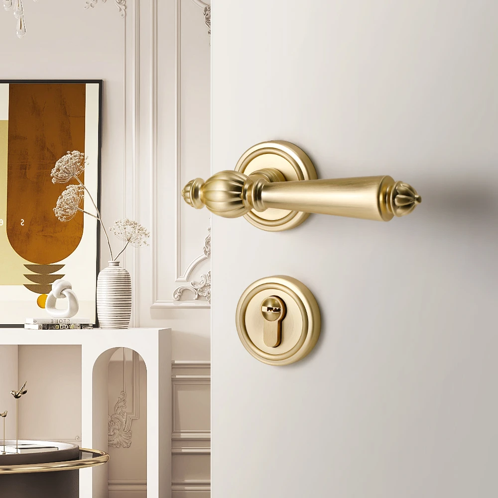 SORWDUERM French Style Door Handle Lock and Lever Bedroom Living Room ...