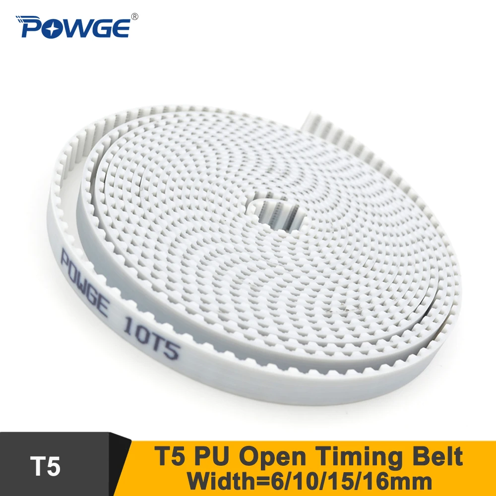 POWGE T5 PU Open Timing Belt W=6/10/15/16mm Fit T5 Timing Pulley T5 ...