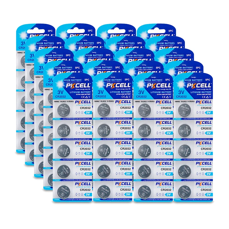 PKCELL – piles boutons CR2032 3V, 100 pièces, pile lithium 3V, 2032 ...