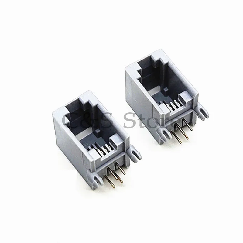 10pcs RJ11 Socket Telephone 90 Degrees 4Pin Crystal Female 4p4c Socket ...