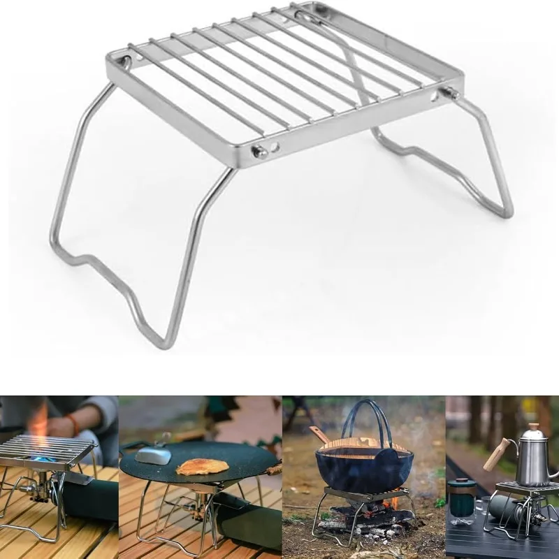 Stainless Steel Camping Stove Holder Foldable BBQ Grill Rack Outdoor ...