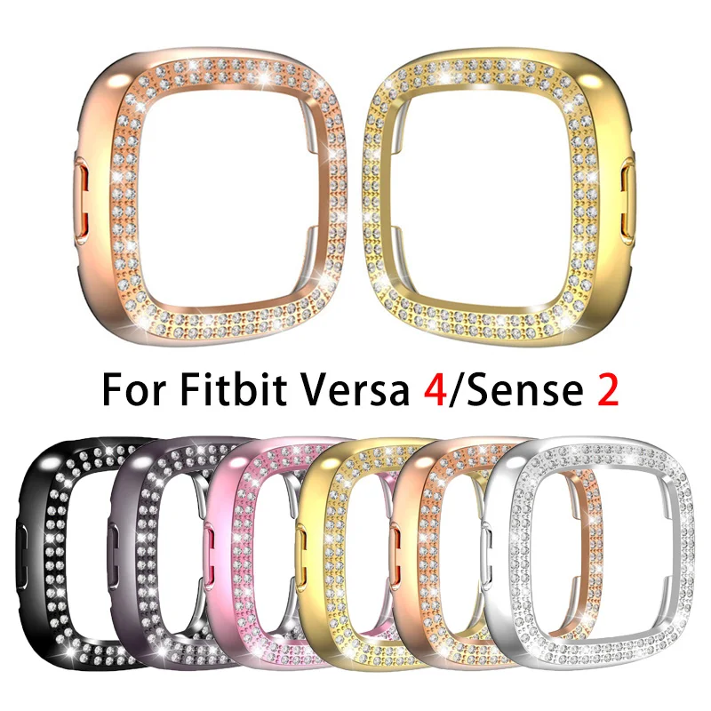 PC-Case-for-Fitbit-Versa-4-Smart-Watch-Double-row-Diamond-Protective ...