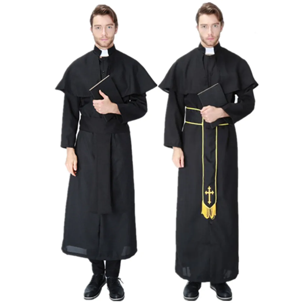 Adult Catholic Priest Costume Men Religious Pastor Father Costumes ...