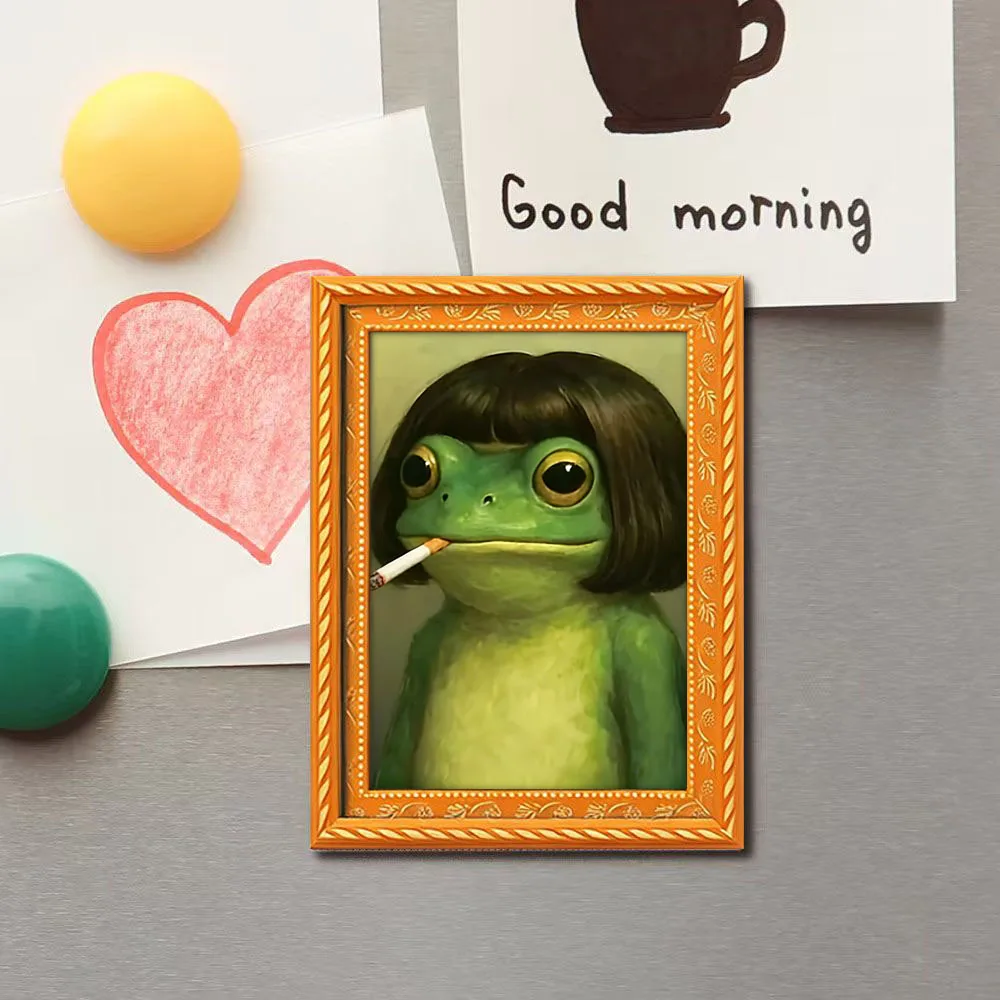 1 Piece of Mini Photo Frame-Shaped Long-Haired Frog Fridge Magnet ...