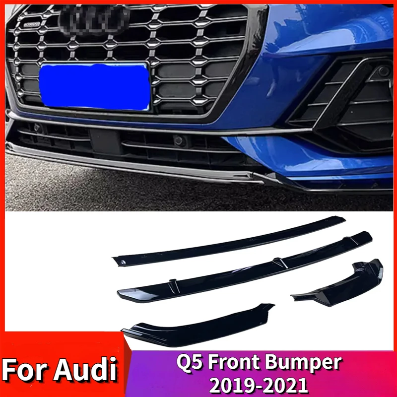 For-Audi-Q5-2019-2021-Car-Front-Bumper-Lip-Splitter-Diffuser-Frontal ...