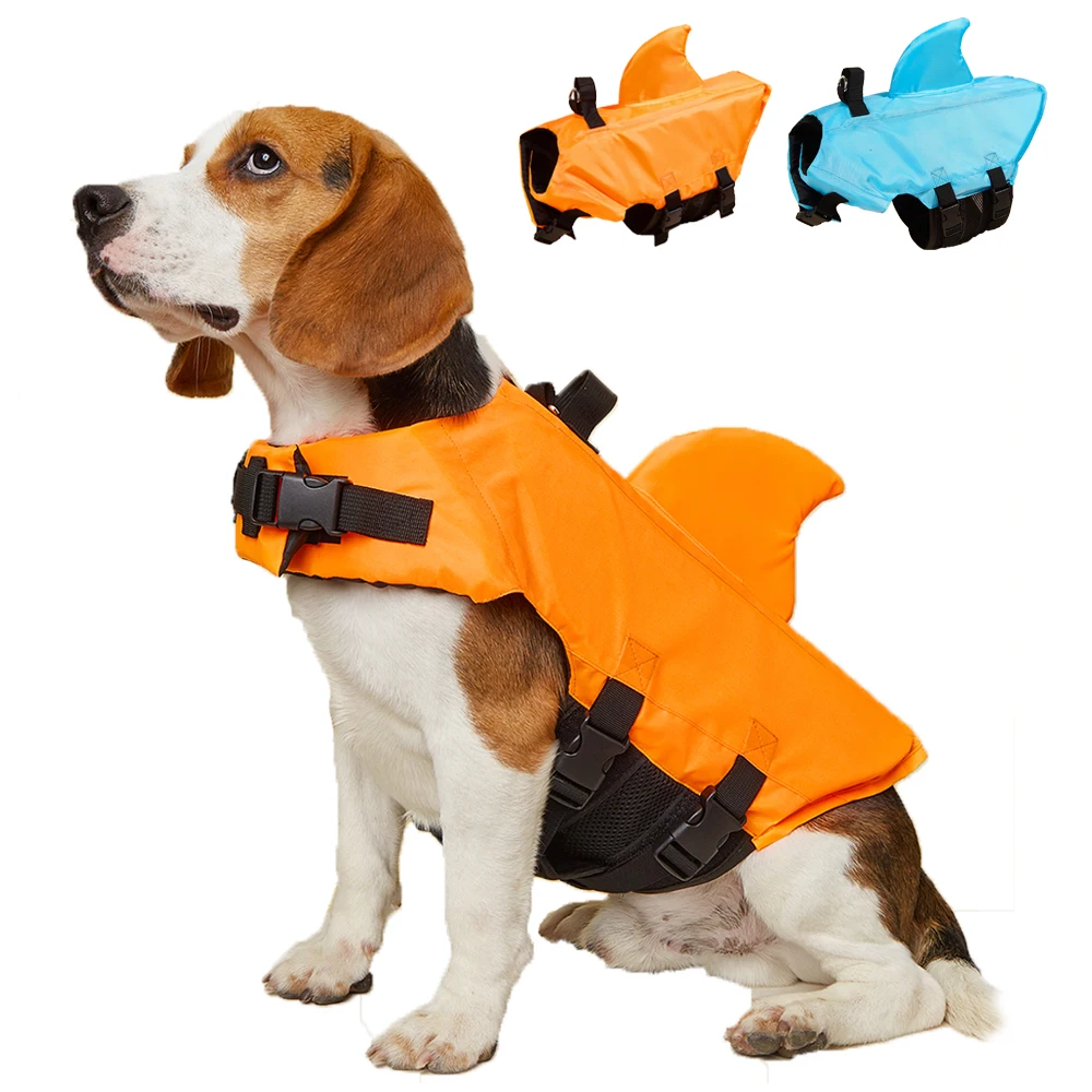 Shark Dog Life Jacket Enhanced Buoyancy Small Dogs Swimming Clothes ...