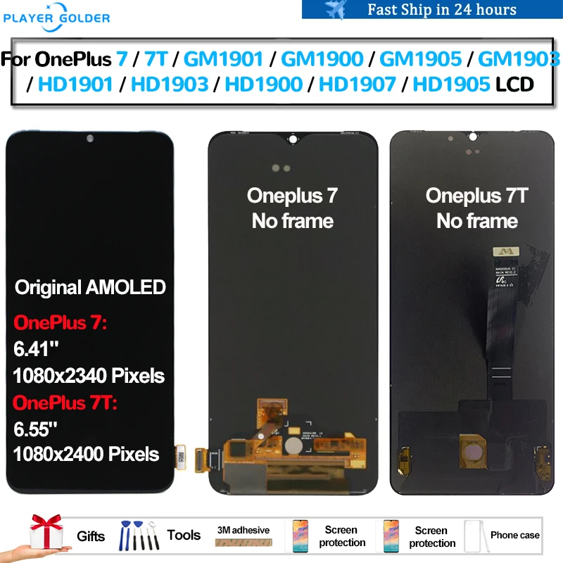 Original AMOLED For OnePlus 7 7T GM1900 GM1903 HD1900 HD1903 Pantalla ...