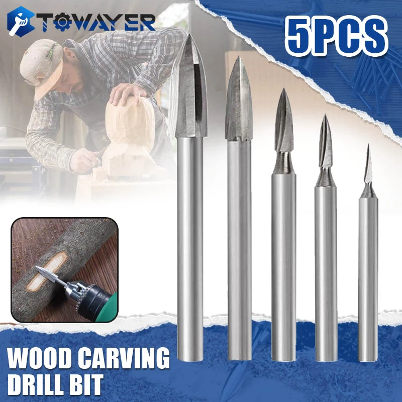 Wood Carving Drill Bit Hss Engraving Drill Bit Set Solid Carbide Steel ...
