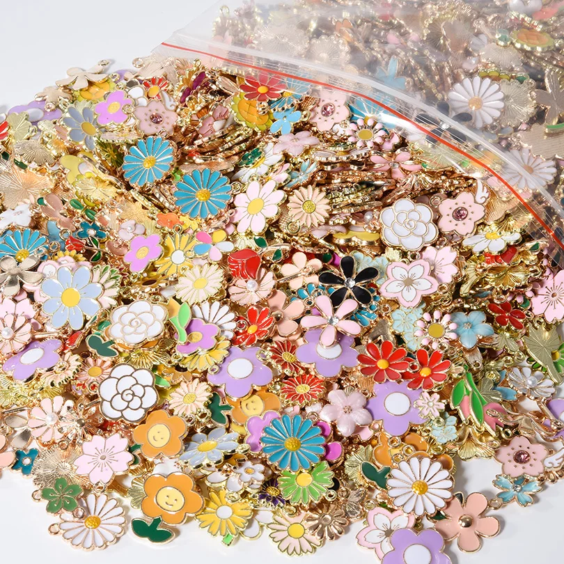 Different-Random-Mix-Enamel-Flower-Charms-For-Jewelry-Making-Supplies ...