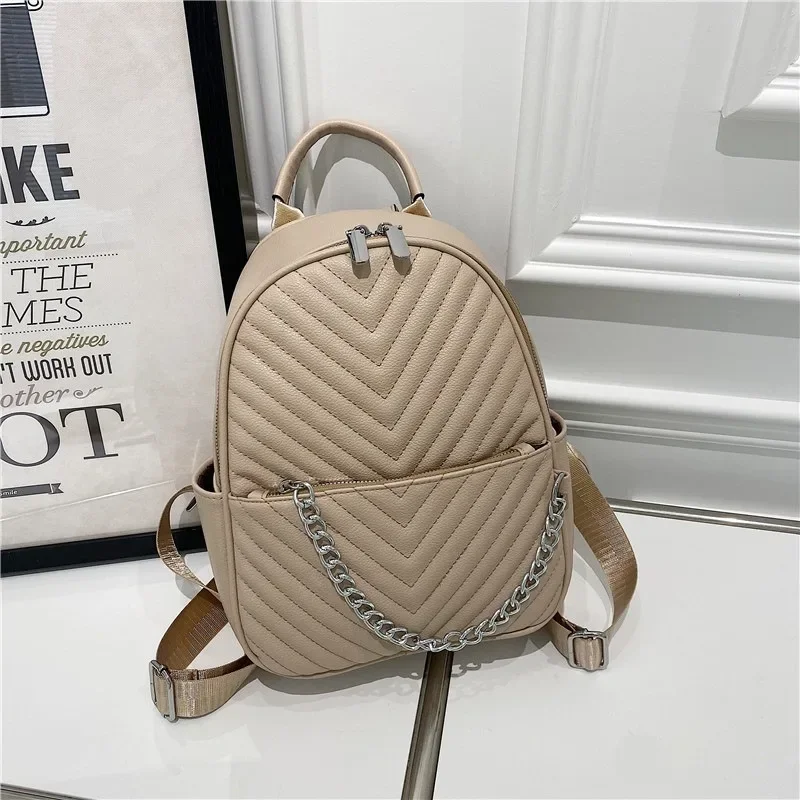 Stylish-V-Stripe-PU-Leather-Small-Backpacks-Women-Anti-theft-Travel ...