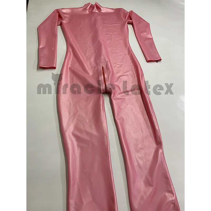Latex-Catsuit-Metallic-Pink-mit-Handgelenk-Kn-chel-Rei-verschluss ...