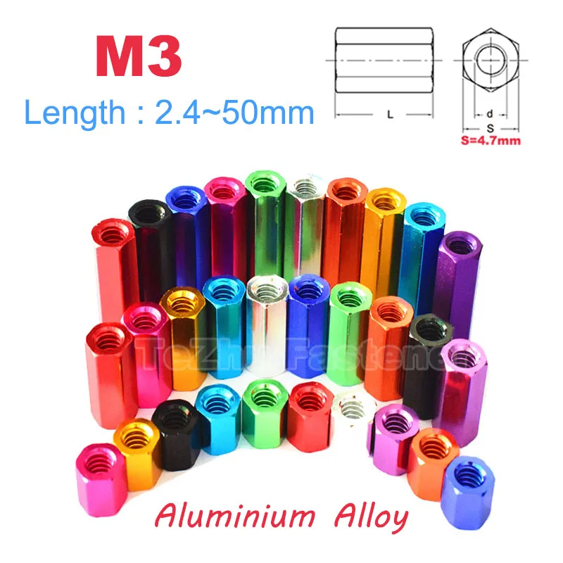 5/10pcs M3 Aluminium Alloy Hex Standoff Spacer Hexagon Stud Screw Nut ...