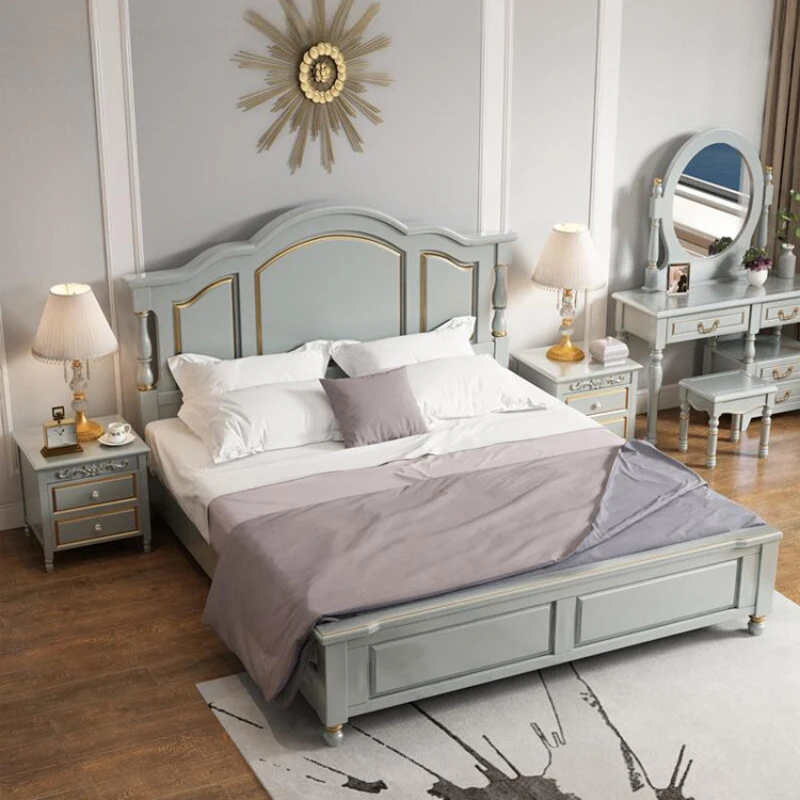 American-Wood-Double-Bed-Simple-Girls-Comferter-Modern-Bed-King-Size ...