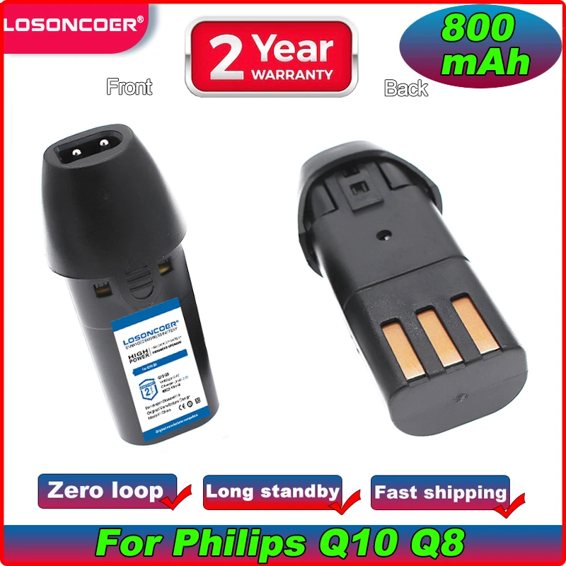 High-Capacity Replacement Battery 800mAh for Philips Q10 Q10S Q10+ X5 ...