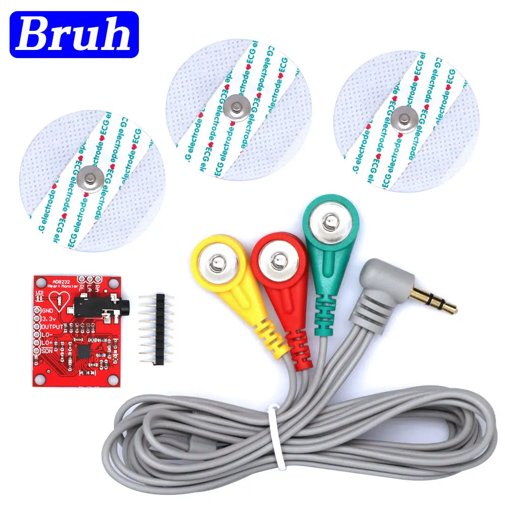 Muscle Signal Sensor Emg Sensor Ecg Module Ad8232 Ecg Measurement Pulse Heart Ecg Monitoring