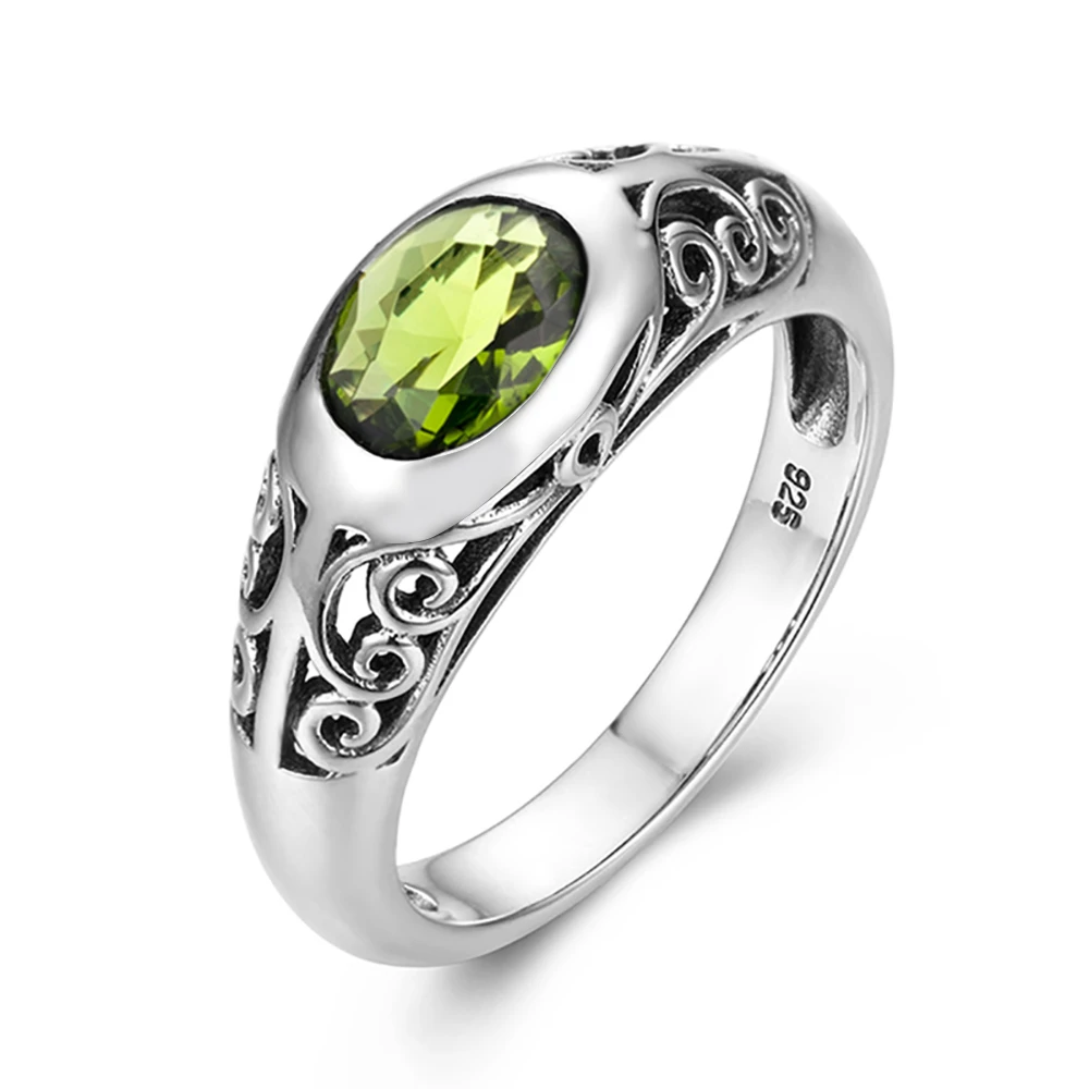 Black & White sterling Silver 925 Peridot Ring - munimoro.gob.pe
