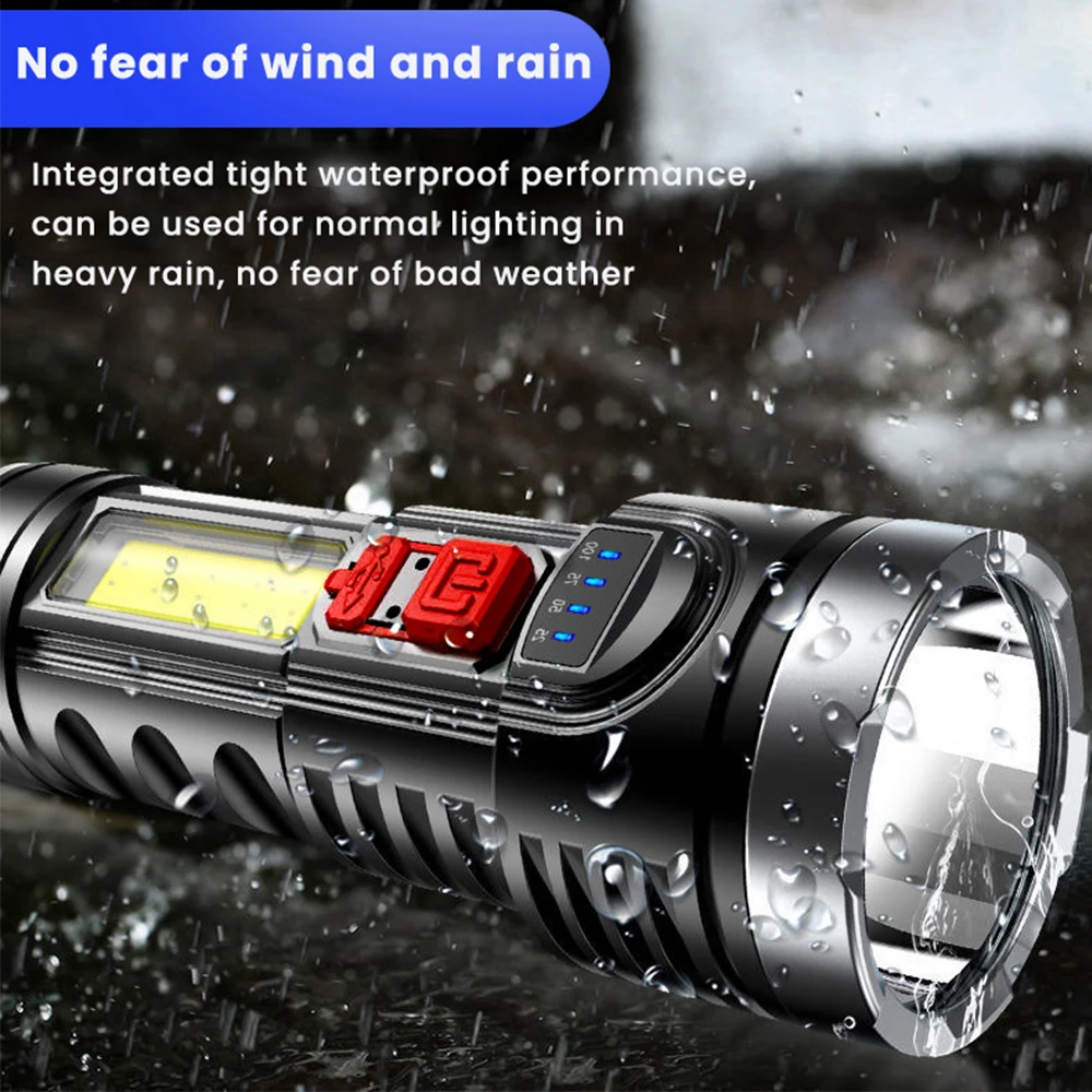 High-Power-4-LED-Flashlight-USB-Rechargeable-Outdoor-Mini-Portable ...