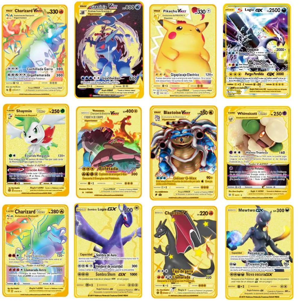 2022Spanish Pokémon Cards Metal Letters Spanish Iron Cards Mewtwo ...