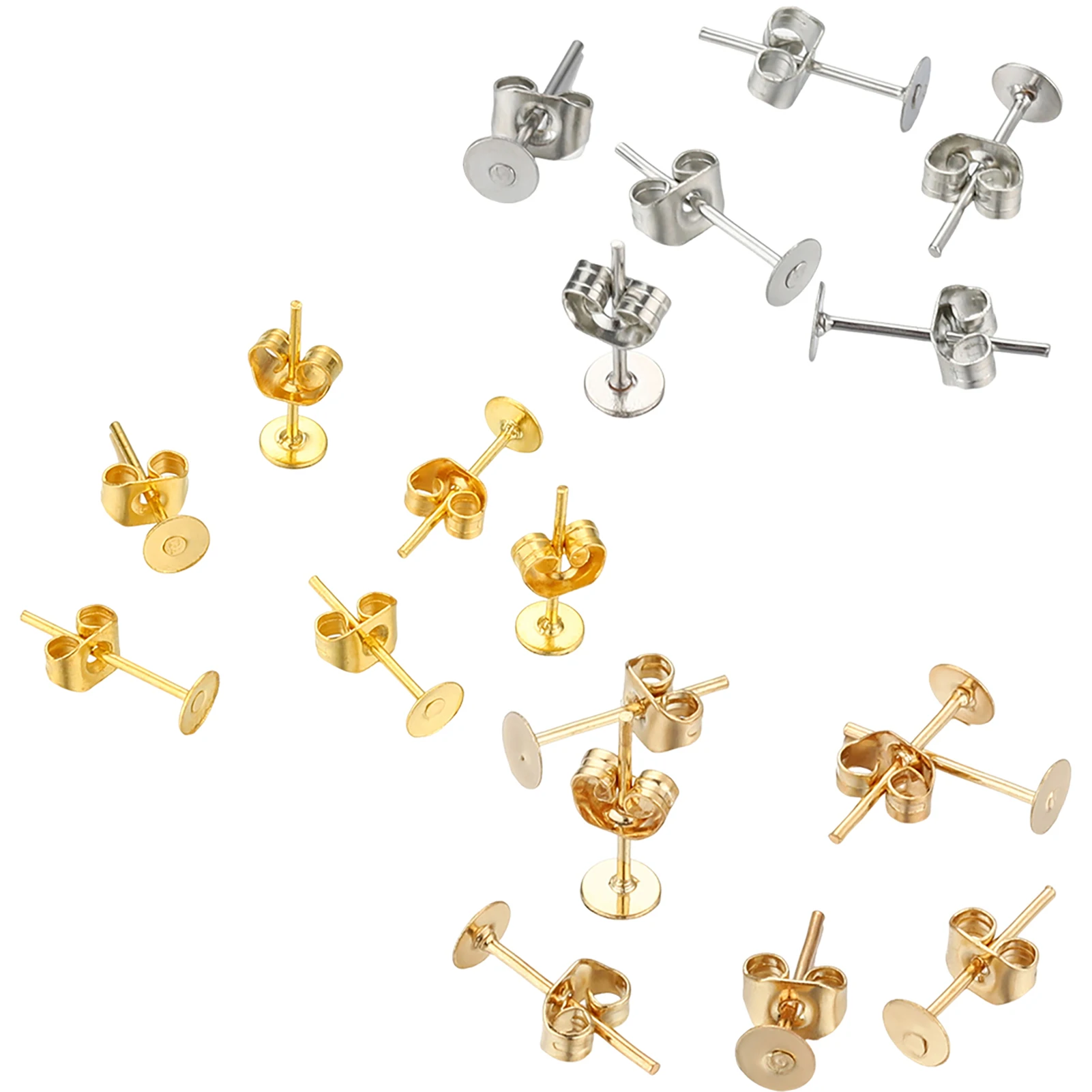 100PCS DIY Earring Studs set Jewelry Making Accessories Alloy Flat ...