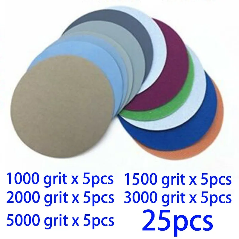 25pcs 3inch Sandpaper Hook & Loop Sanding Disc Water/Dry Sand Paper ...