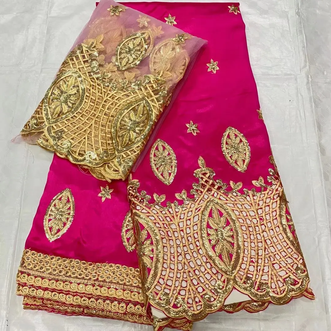2023 Rose Gold George Fabric High Quality Indian Raw Silk George ...