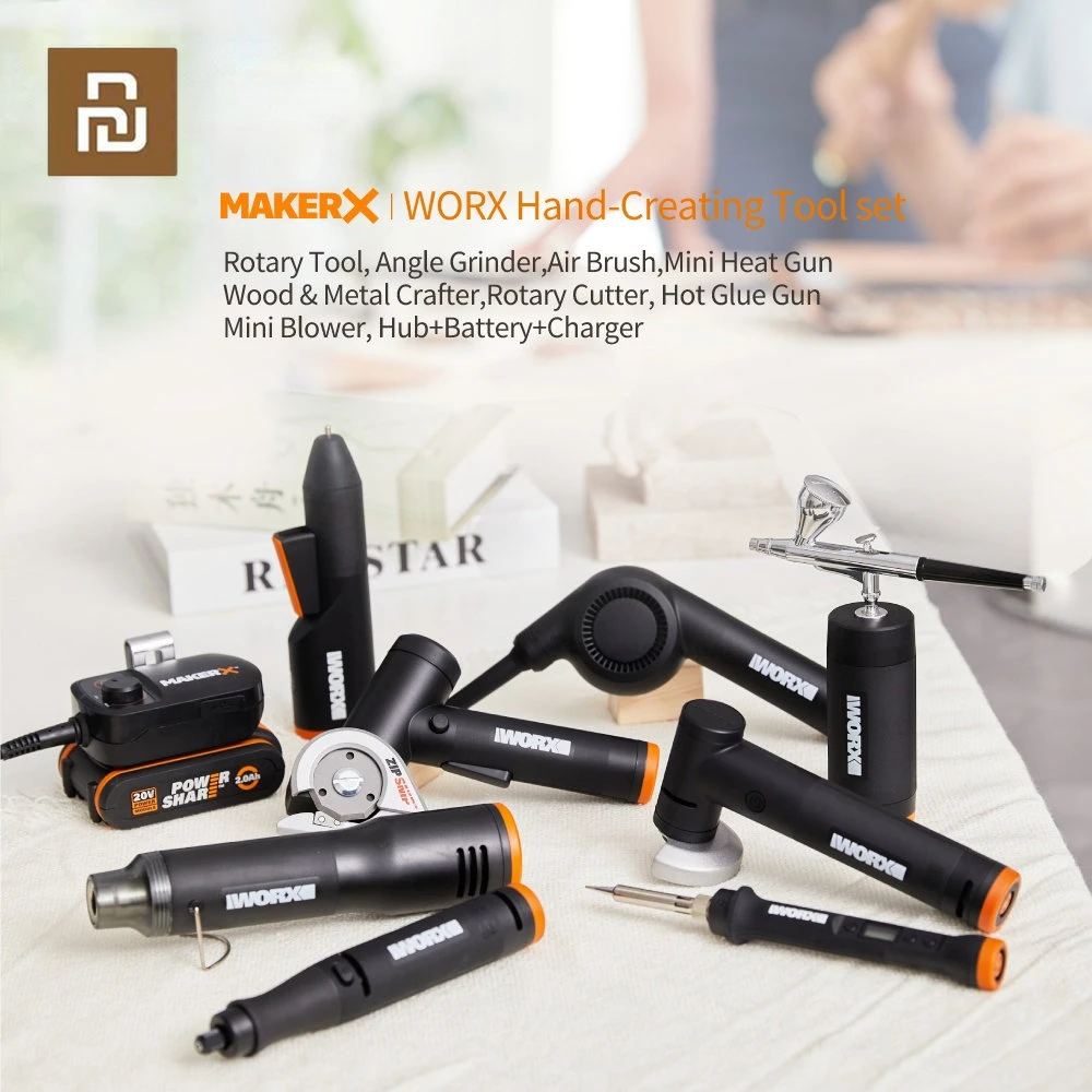 Xiaomi Worx 20v Makerx Tool Set Rotary Tool Angle Grinder Air Brush ...