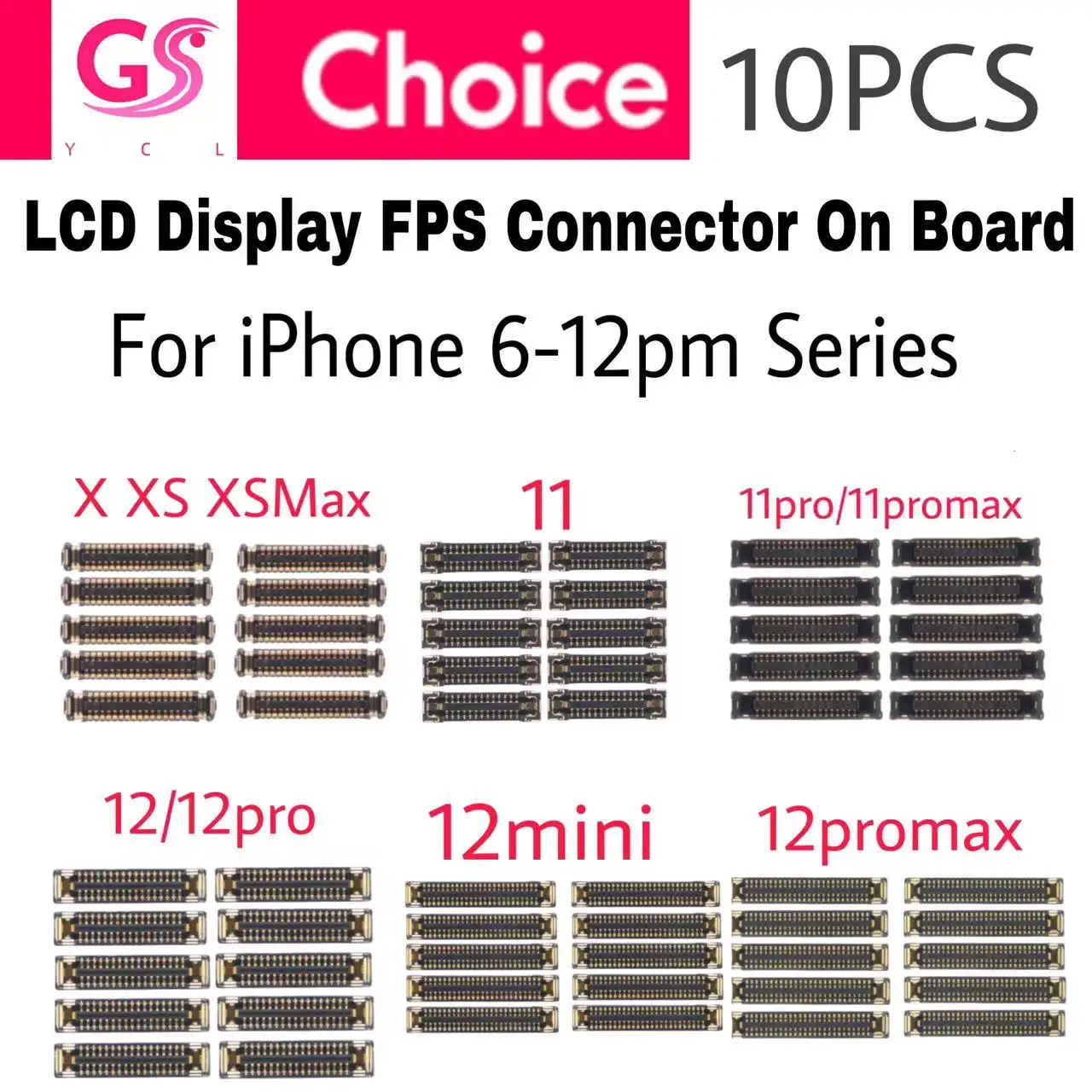 10pcs LCD Display FPC Connector On Board For iPhone 11 12 Pro X XS Max ...