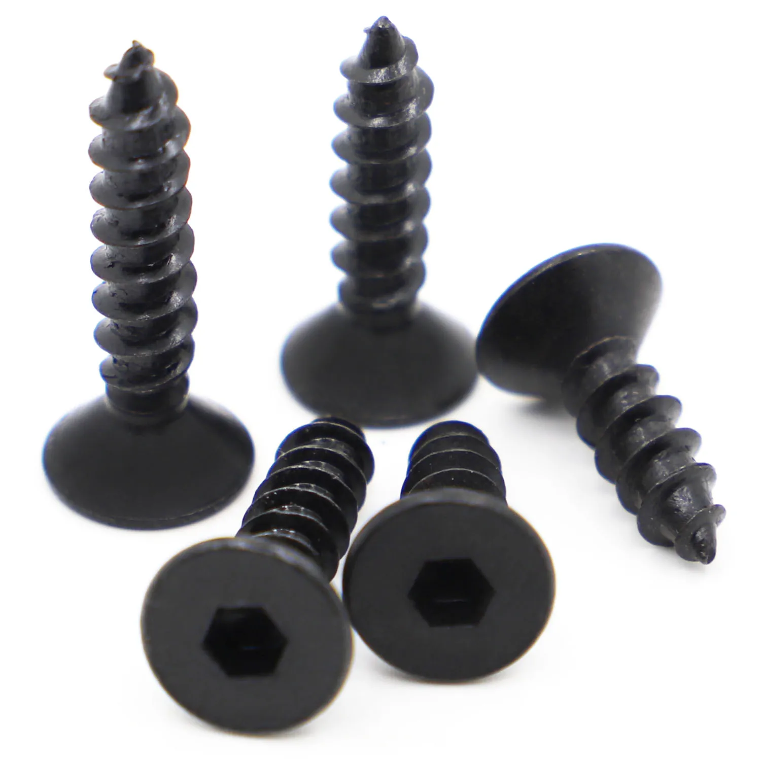 10-50pcs-Black-8-8-Carbon-Steel-Hexagon-Flat-Countersunk-Head-Tapping ...