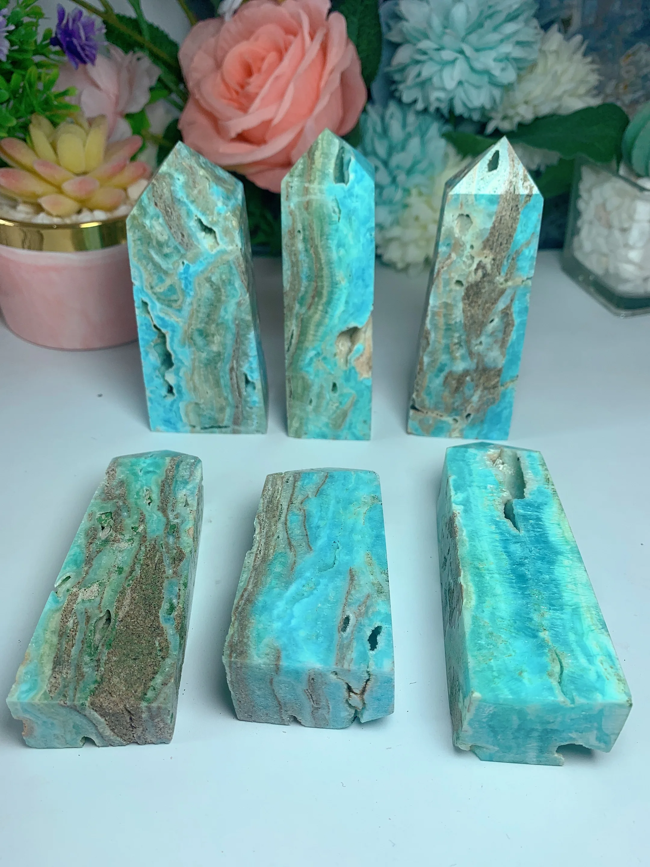 Hemimorphite-Blue-Tower-Natural-Stones-And-Crystal-Point-Wand-Quartz ...