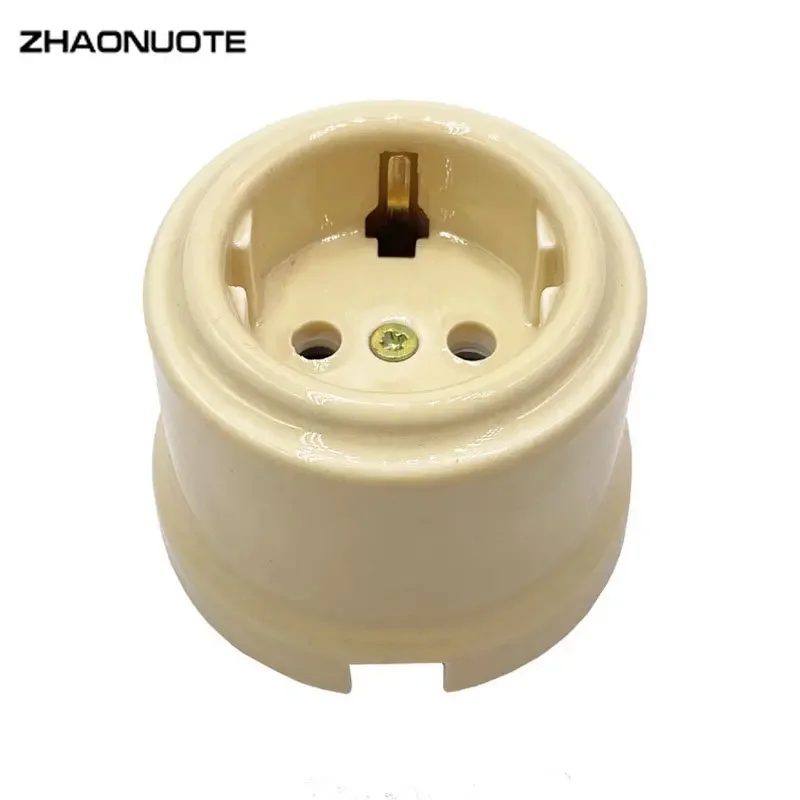 Wall-Ceramic-Socket-Flame-Retardant-And-Smooth-Electrical-Sockets-EU ...
