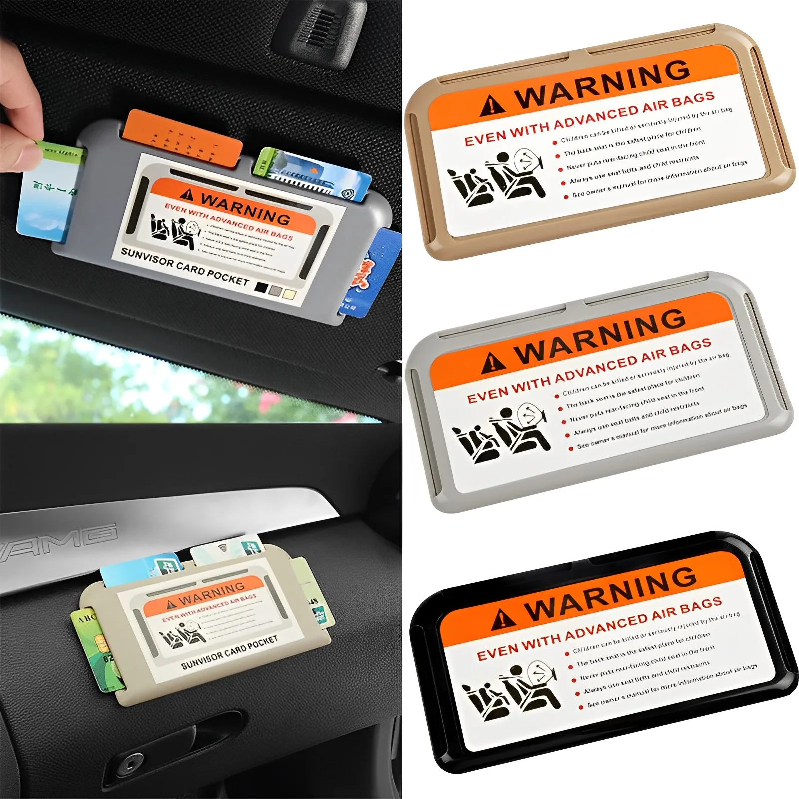 Car-Sun-Visor-Storage-Holder-Car-Card-Holder-Organizer-Leather-Multi ...