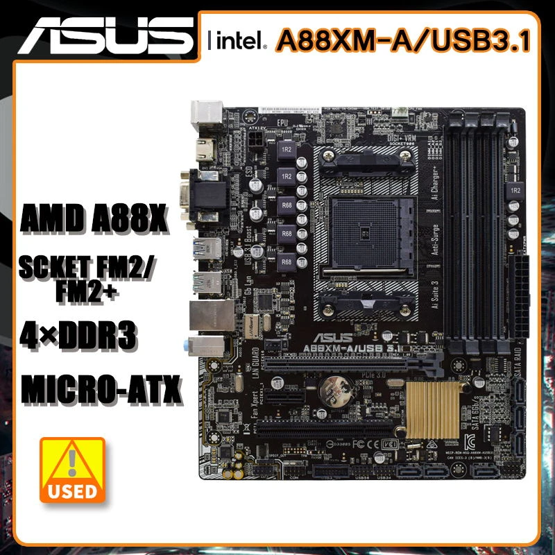 Amd placa mãe a88x asus a88xm a/usb 3.1, soquete fm2/fm2 + ddr3 32gb, pci e 3.0, micro atx para ...